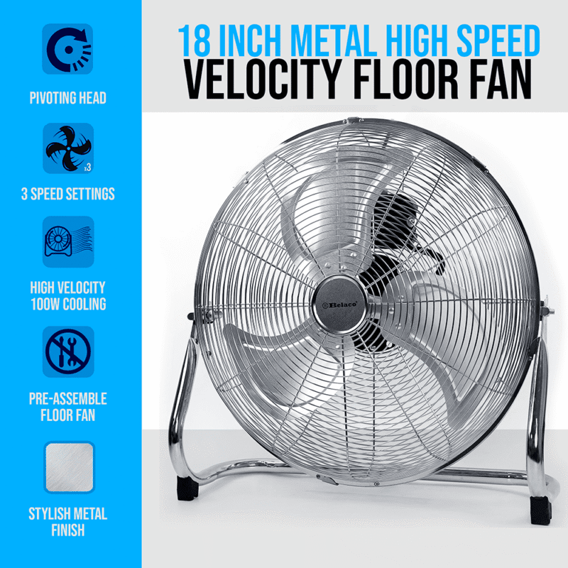 18 Inch Metal Floor Fan High Velocity Industrial Fan - Belaco